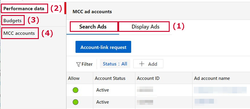 MCC Ad accounts list and menu - Help - Yahoo! JAPAN Ads